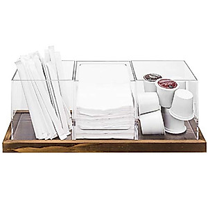 MyGift Acrylic Coffee & Tea Station Organizer with Wood Tray