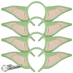 Unique Mandalorian Felt Baby Yoda Ear Party Accessories | 4 Count | Kid's Birthday Party, Movie Event, Halloween