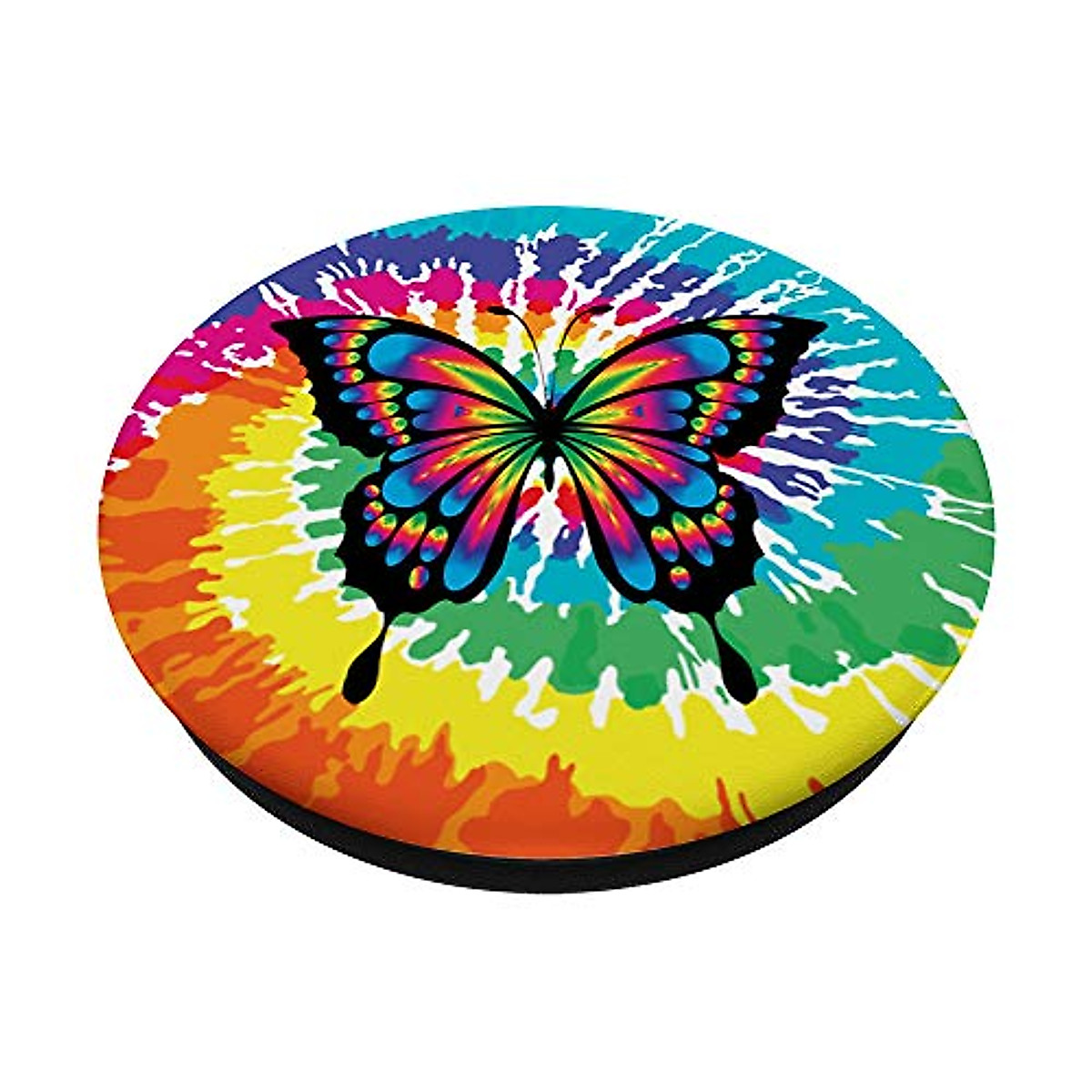Rainbow Butterfly Gift For Women Girls Teens Tie Dye PopSockets PopGrip: Swappable Grip for Phones & Tablets