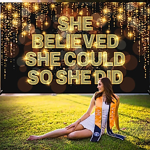 KatchOn, She Believed She Could So She Did Banner - XtraLarge 72x44 Inch | Congratulations Banner, Congratulations Decorations | 2024 Graduation Party Decorations, Graduation Decorations Class of 2024