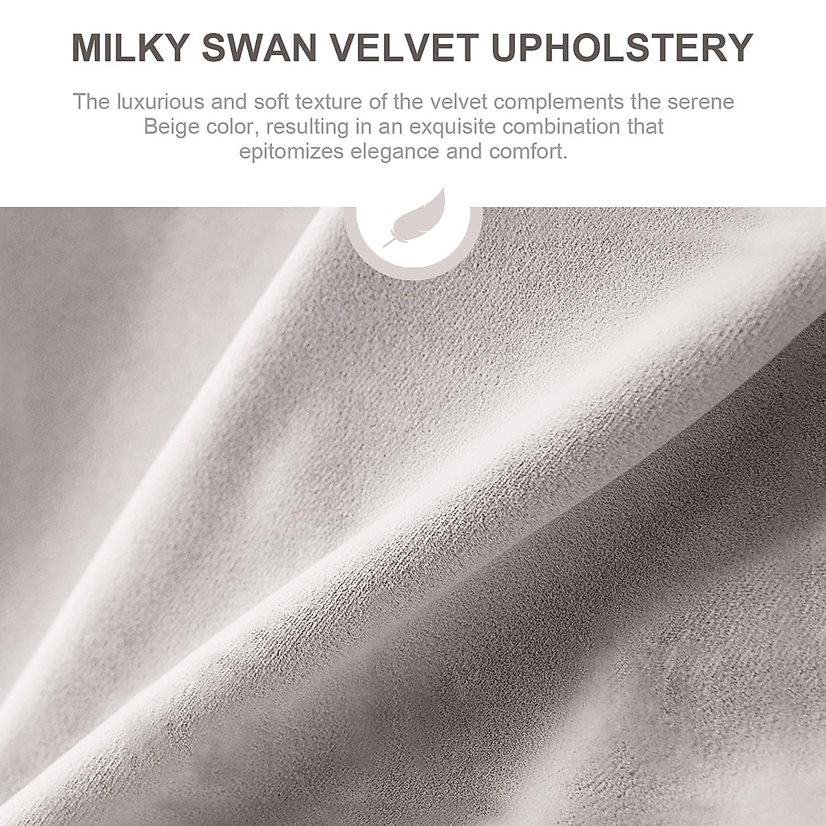 Asday Beige Dining Chairs Set of 2, Beige Velvet with Sliver Polished Metal Legs Dining Room Chiars, Upholstered Kitchen Chairfor Living Room, Dinning Room, Office(Set of 2)