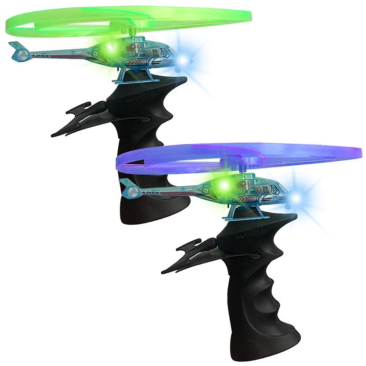 ArtCreativity Light Up Ripcord Helicopters, Set of 2, Cool Flying Toys for Kids with Flashing LEDs, Indoor and Outdoor Toys for Boys and Girls, Great Birthday Gift, Light Up Party Favors
