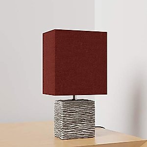Amazon Basics Rectangular Poly Table Lamp with LED Bulb - 6" x 4" x 11.5", Brushed Nickel
