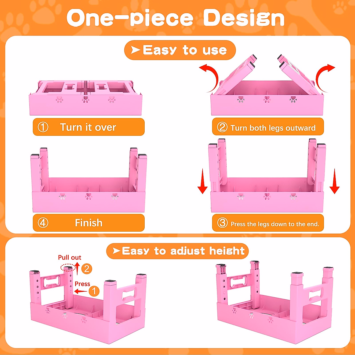 LAKIPETN Elevated Dog Bowls with 2 Stainless Steel Dog Food Bowls 5 Height Adjustable Raised Dog Bowl Stand Non-Slip Dog Feeder Adjusts to 3.1”, 9”, 10”, 11”, 12” for Medium Large Dogs - Pink