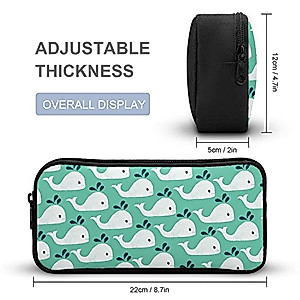 Cartoon Whales Pencil Case Stationery Pen Pouch Portable Makeup Storage Bag Organizer Gift
