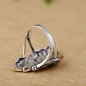 Retro 925 Sterling Silver Butterfly Ring with Marcasite Stones for Women Size 9