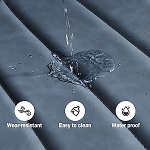 CLIPOP Faux Leather Dining Chairs Set of 4, Mid Century Modern Kitchen Chair, Pu Leather Dining Chair with Metal Leg, High Back, Armless Upholstered Leisure Side Chair for Dining Room Lounge, Blue