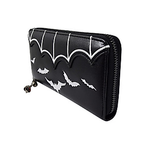 Lost Queen Witch Gotham Knight Bat Attack Bat Logo Zip Around Wallet (White)