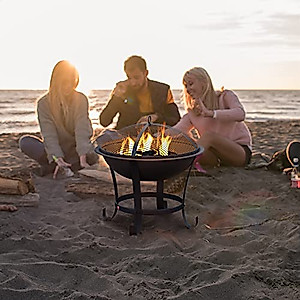 FireBeauty Fire Pit BBQ Grill Pit Bowl with Mesh Spark Screen Cover,Poker