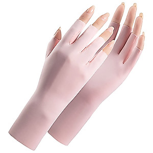 Vikodah Women Fingerless Gloves Summer UV Protection Gloves Cool Ice Silk Gloves Sun Block Driving Gloves Unisex