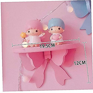 AMOYER 1pc Floating Shelves Wooden Wall Mounted Storage Rack Cute Bow Princess Bow Shelf Room Decoration Shelves for Kids Room Pink