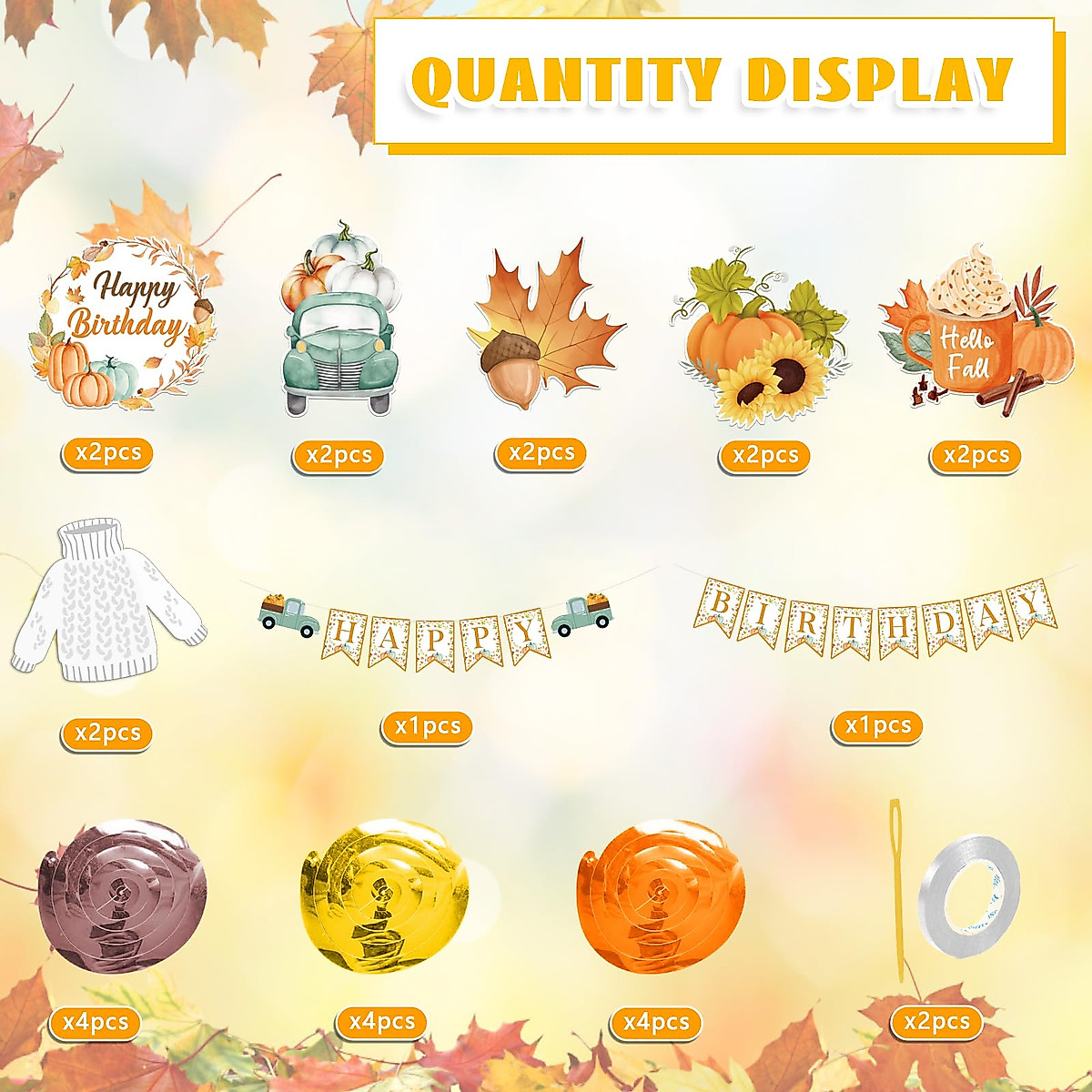 Fall Little Pumpkin Party Decorations, Happy Birthday Pumpkin Banner and Autumn Hello Fall Party Hanging Swirls Decorations, Little Pumpkin Baby Shower Fall Thanksgiving Birthday Party Supplies