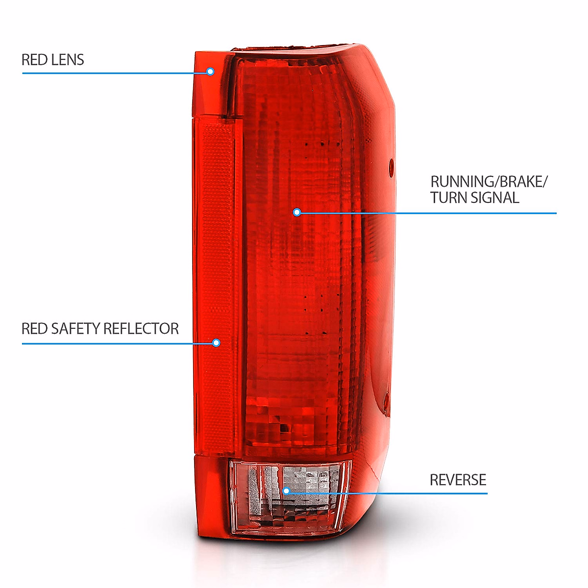 AmeriLite Red Replacement Tail Light Assembly Set for Ford Bronco / F150 F250 F350 Styleside Pickup - Driver and Passenger Side