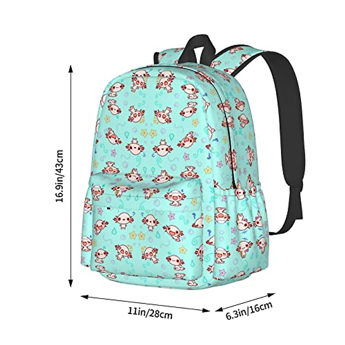 YISHOW The Axolotl Kawaii Classic Backpack With Adjustable Padded Shoulder Straps For College Travel Work For Men Women