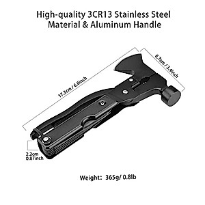 Multi-tool Axe Hammer, Upgraded 14 in 1 Portable Hatchet Tool with Sheath, Camping Survival Gear Kit Birthday Gifts Christmas Stocking Stuffers for Dad Father Grandpa Husband Son Boyfriend Him