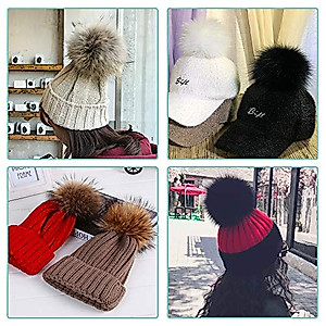 SIQUK 30 Pieces Faux Fox Fur Pom Pom with Elastic Loop Fluffy DIY Knitting Hat Pom Pom Faux Fur Pom Pom for Hats Beanies Scarves Gloves Keychains Bags Accessories (15 Colors, 2 Pcs/Color)