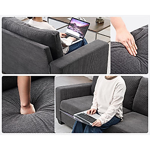 SUNNYFURN 83 Inch Couch for Living Room Sofa, 3 Seater 3 Seater Couch Modern Sofa Deep Couch, Corduroy Comfy Couch, Lounge Cozy Sofa for Living Room Apartment Small Space, Office,Dark Gray