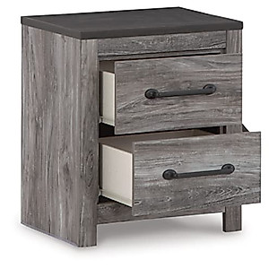 Signature Design by Ashley Bronyan 2 Drawer Nightstand, 22"W x 16"D x 25"H, Gray Plank