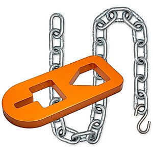 Wenses T-Post Puller Plate Tool with Short Chain, Heavy Duty Carbon Steel Plate with Orange Coating