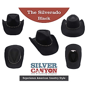 Mens+Wool+Cowboy+Hat+Silverado+Black+Shapeable+Western+Hats+by+Silver+Canyon