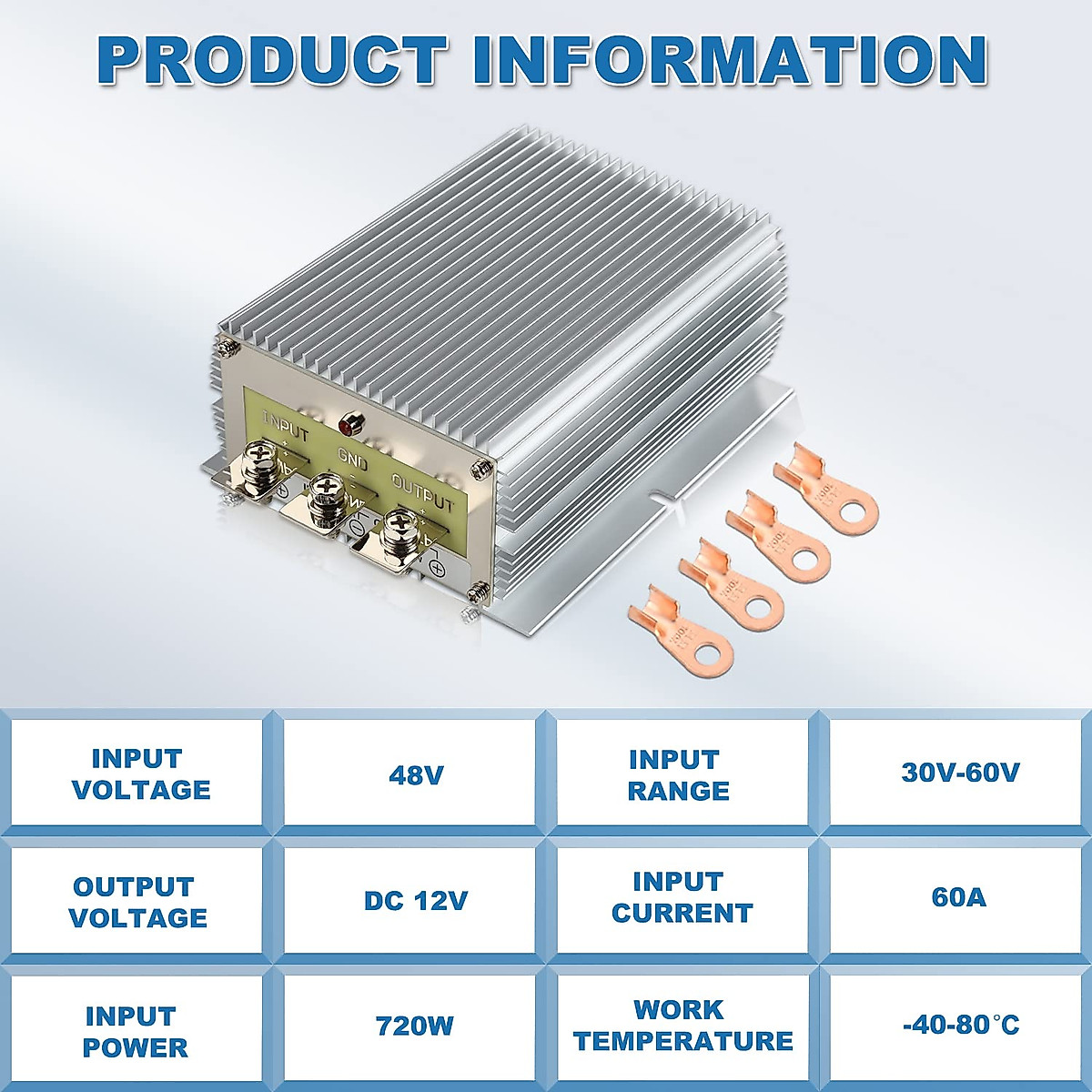ROADGIVE Converter Voltage Reducer 60A 720W 12V Golf Cart 48V 36V to 12V Converter Voltage Regulator Golf Cart Voltage Converter Truck Power Transformer Waterproof