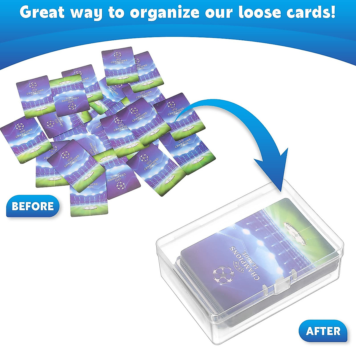 Vicenpal 6 Pcs Playing Card Boxes Clear Plastic Card Deck Cases Trading Card Storage Box Collectible 100 Card Game Card Cases Holder 4.45 x 2.91 x 1.35 Inch Compatible with MTG TCG