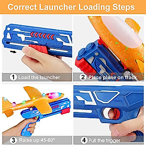 LERJIAUS 3 Pack Airplane Launcher Toys, 2 Flight Modes Foam Glider Catapult Plane Boys Toy, Easter Gifts for 4 5 6 7 8 9 10 11 12 Year Old Boys Girls Kids