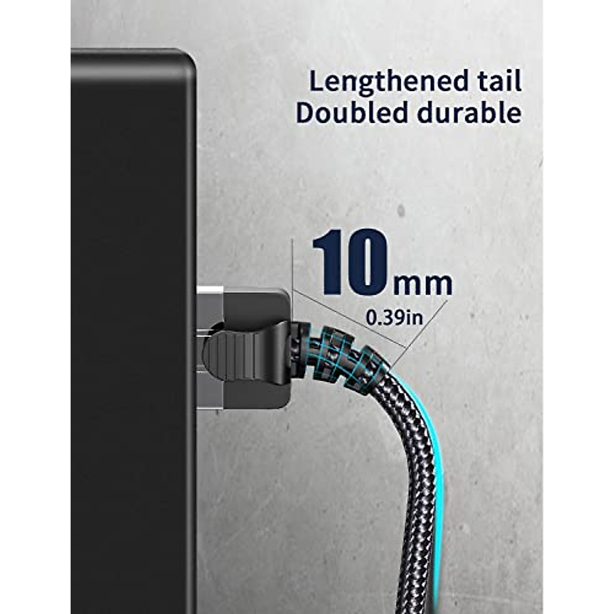 JUXINICE Ultra Thin CAT6a Ethernet Cable 1.5FT Short, Flexible and Light,Ultra Short Crystal Head is Easy to Bend Right Angle, 10Gigabit/Sec Network/High Speed Internet Cable in Nylon Black