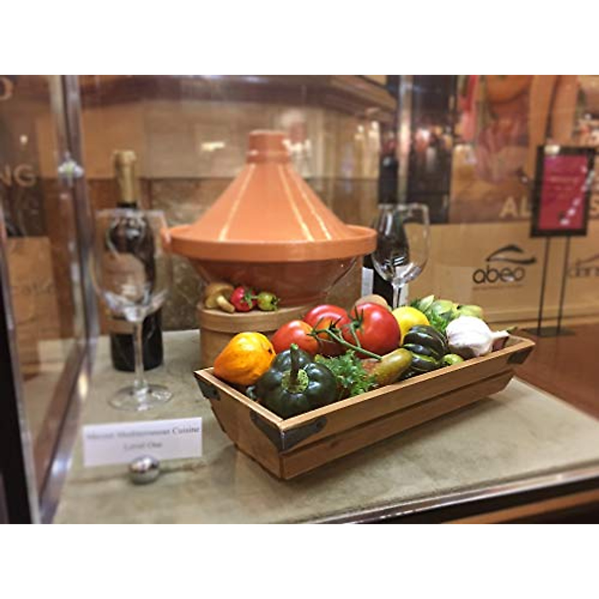 Admired By Nature Natural Wood Small Shallow Rectangle Crate with Metal Corner Design, 019-NTRL