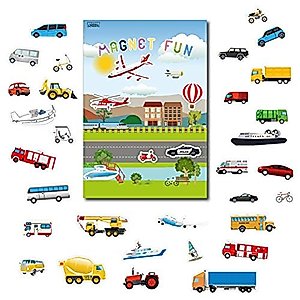 Magnetic Portable Playboard Cars Planes Boats Airport Country Farm Vehicles (39 Pcs)