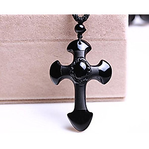 Natural Obsidian Cross Pendant