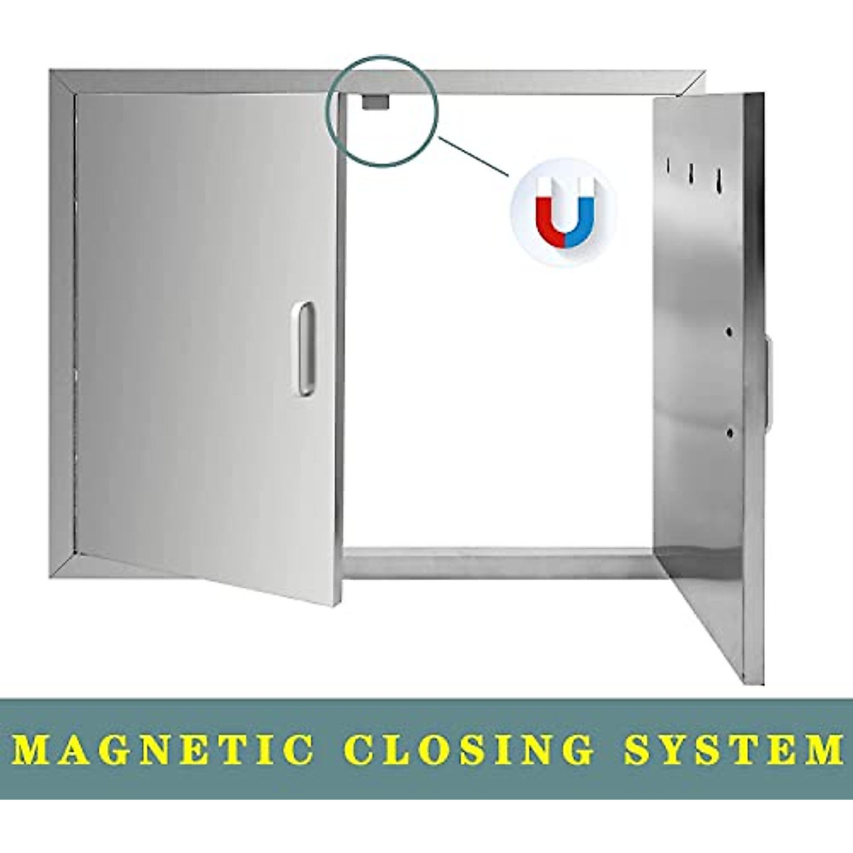 S7 Outdoor Kitchen Doors, 31W x 24H Inch, BBQ Door Stainless Steel Wall Construction Vertical, Outdoor Kitchen Door for BBQ Island, Grilling Station, Outside Cabinet