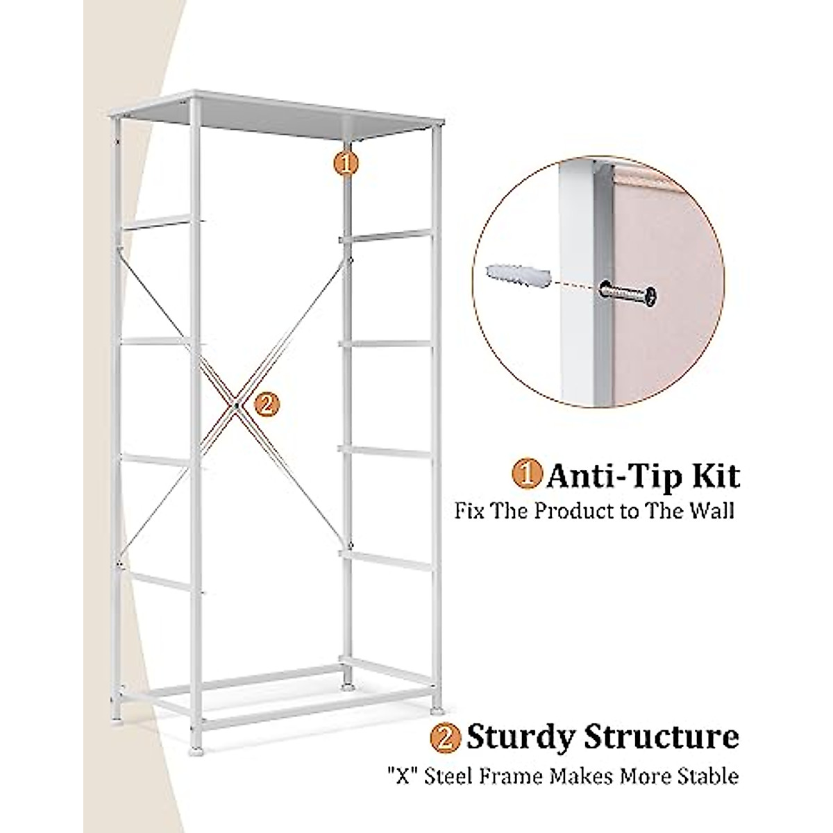 JOINHOM Dresser Storage Tower with Drawers, Fabric Tall Dresser Drawer for Bedroom, Office, Entryway, Living Room and Closet- Sturdy Steel Frame, Easy Pull Bins & Wooden Top