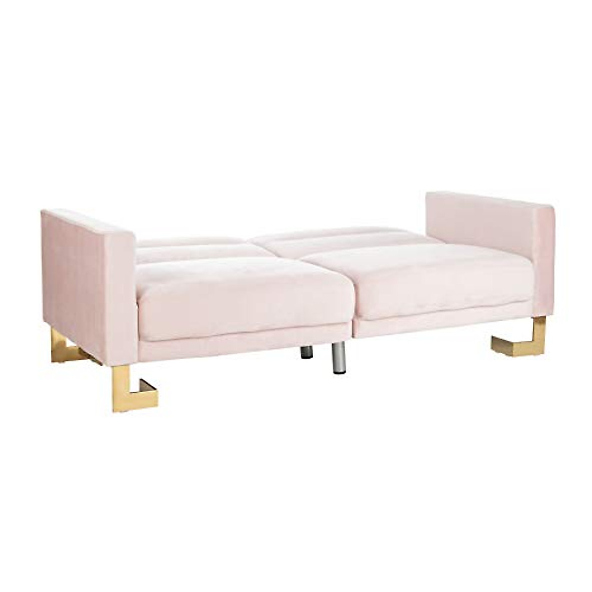 Safavieh Home Tribeca Glam Blush Velvet and Brass Foldable Sofa Bed