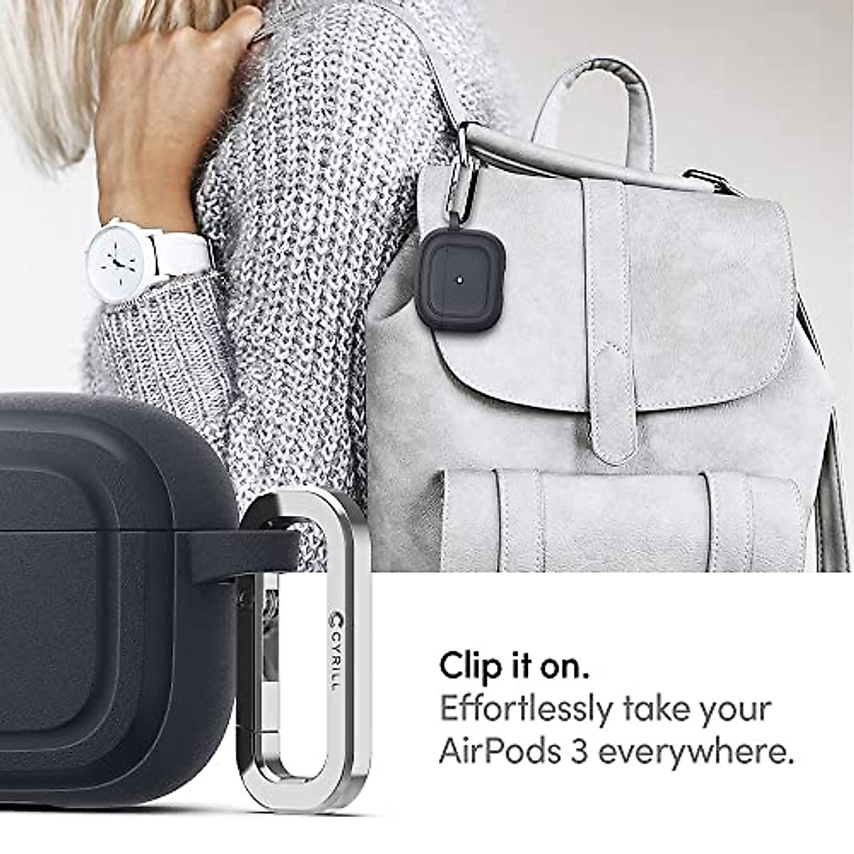 CYRILL Airpods 3 Generation Case Cover Wave Stone Designed for Airpods 3 Generation Case (2021) - Dark Gray