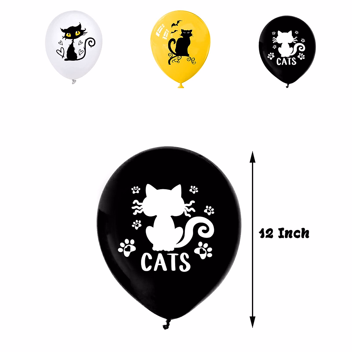 Black Cat Party Decorations Set Inlcudes Black Cat Happy Birthday Banner, Cake Topper, Cupcake Topper, Ballloons for Kids Cat Birthday Party Supplies