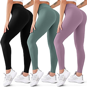 3 Pack High Waisted Leggings for Women Butt Lift Tummy Control Yoga Pants Non See-Through Workout Running Pants