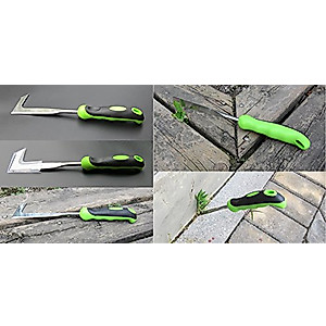 FITOOL Stainless Steel Patio Weeder 13-Inch - Premium Garden Hand Weeder - Stainless Steel Blade Mirror Polishing - with Soft Dual-Color Ergonomic Handle