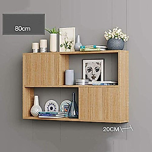PIBM Stylish Simplicity Shelf Wall Mounted Floating Rack Shelves Solid Wood with Door Bookshelf Show Bearing Strong Living Room Bedroom - 4 Colors, a , 100x20x65cm