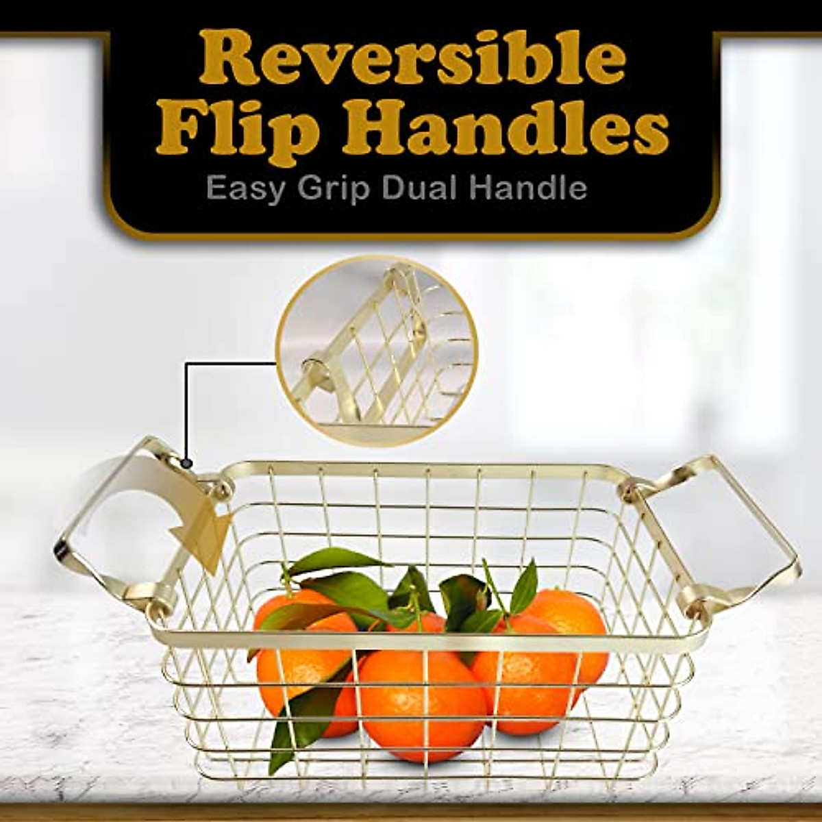 Majika 3 Gold Wire Basket Set | Storage | Decor | Crafts | Kitchen Organizing | Great for Closets | Cabinets | Pantries | Tables | Counter Tops | Office Storage | Nesting Baskets