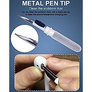 Bluetooth Earbuds Cleaning Pen, Cleaner Kit Compatible for Airpods Wireless Earphones, Cleaning Pen with Soft Brush, Earbud Cleaning Tools for Earphones Charging Ports (White)