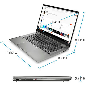 HP Chromebook x360 14c 2-in-1 Laptop (14" FHD Touchscreen, Intel i3-1115G4, 8GB RAM, 256GB (128GB SSD + 128GB SD Card)) Backlit KB, Fingerprint, Webcam, IST Card, Chrome OS, Student & Home, Silver