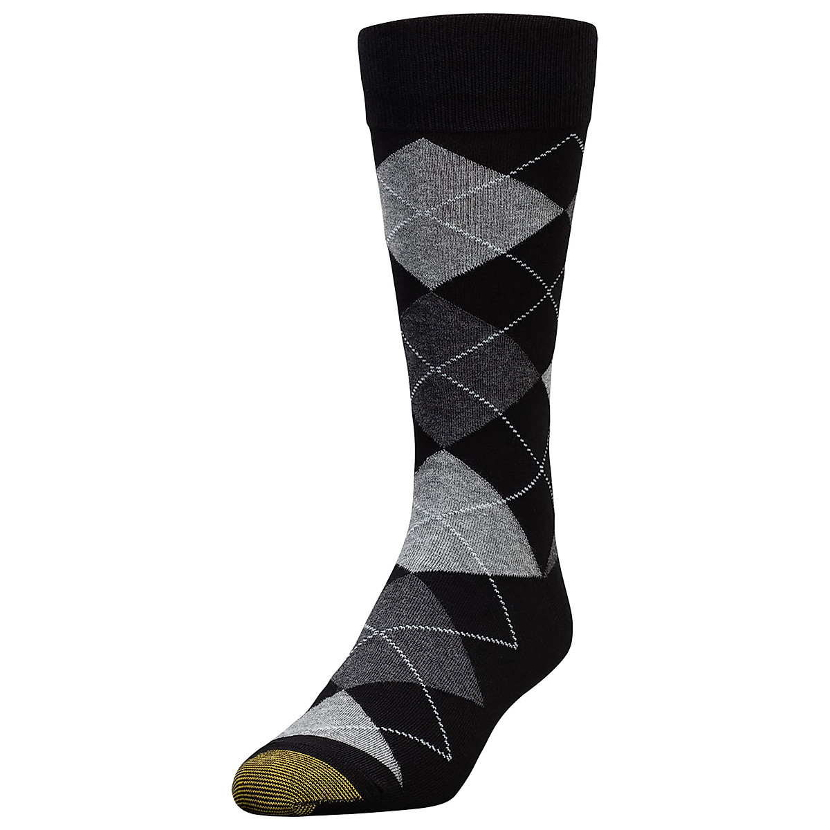 GOLDTOE Men's Carlyle Argyle Crew Dress Socks, 3-Pairs, Black Grey Argyle, Large