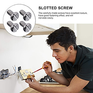 Scicalife 100pcs Round Head Screws Stainless Steel Wall Plate Screws Mechanical Maintenance Fixing Screws for Receptacle Outlet Cover, Wall Plate, Light Switch Plate