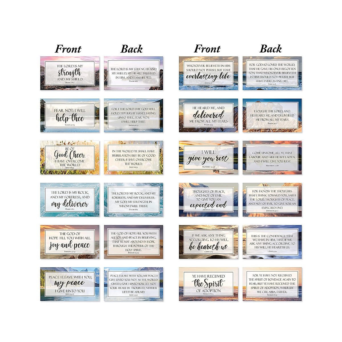 JBH Creations Be Not Afraid Bible Verse Cards with Full Scripture - Pack of 48