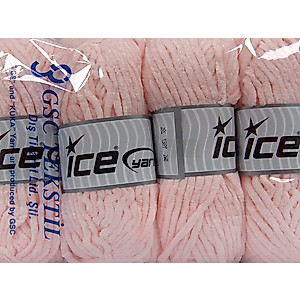 Lot of 4 x 100gr Skeins Ice Yarns Velvet Chenille Hand Knitting Yarn Baby Pink