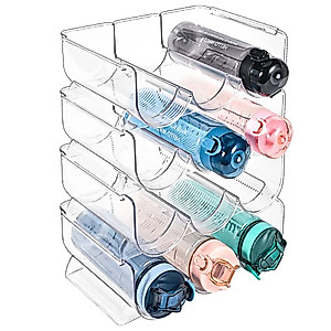 upmd Wine and Water Bottle Organizer Holder, 4 Pack Stackable Bottle Holder Rack for Cabinet, Kitchen Countertop, Home Organization Holds 12 Bottles