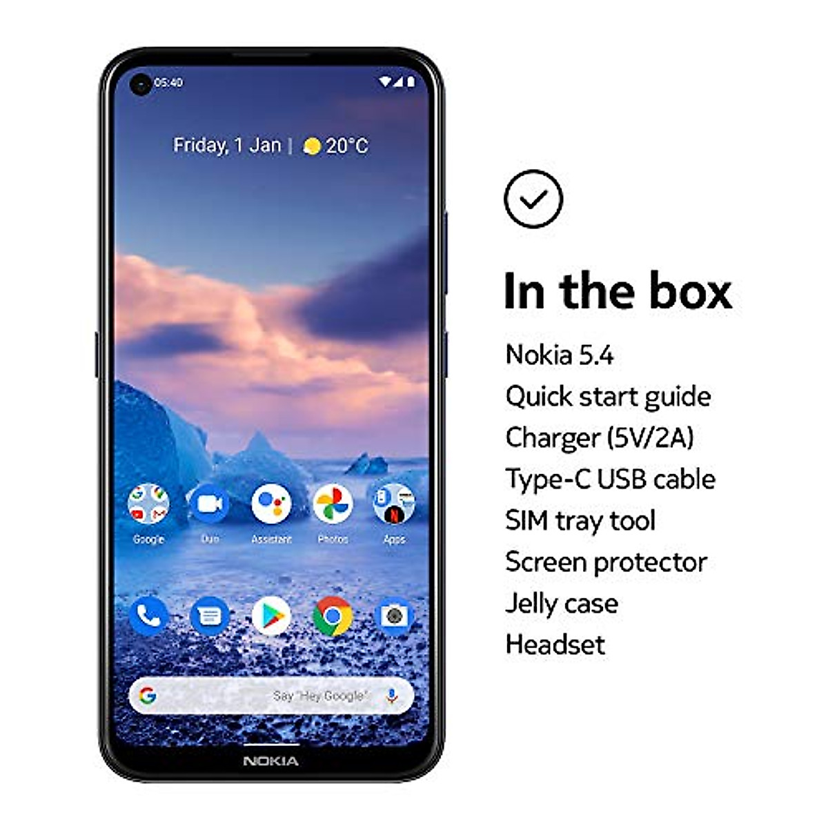 Nokia 5.4 | Android 10 | Unlocked Smartphone | 2-Day Battery | Dual SIM | US Version | 4/128GB | 6.39-Inch Screen | 48MP Quad Camera | Polar Night