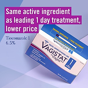 Vagistat 1 Day Single-Dose Yeast Infection Treatment for Women, Antifungal Ointment Helps Relieve External Itching and Irritation, 1 Pre-Filled No Touch Vaginal Applicator, by Vagisil (Pack of 1)