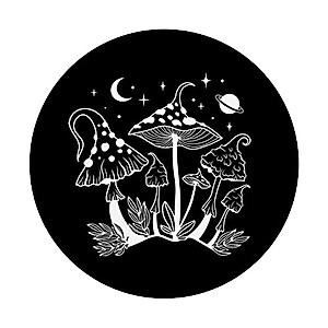 Silhouette Mystical Mushroom With Moon Stars PopSockets Swappable PopGrip